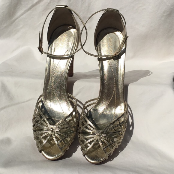 kate spade | Shoes | Kate Spade Metallic Gold Strap Platform Sandal 1 ...